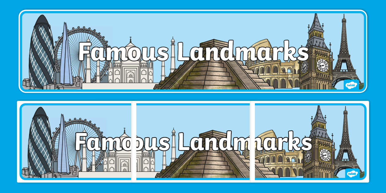 Cursive Famous Landmarks Banner World Wide Places - Twinkl