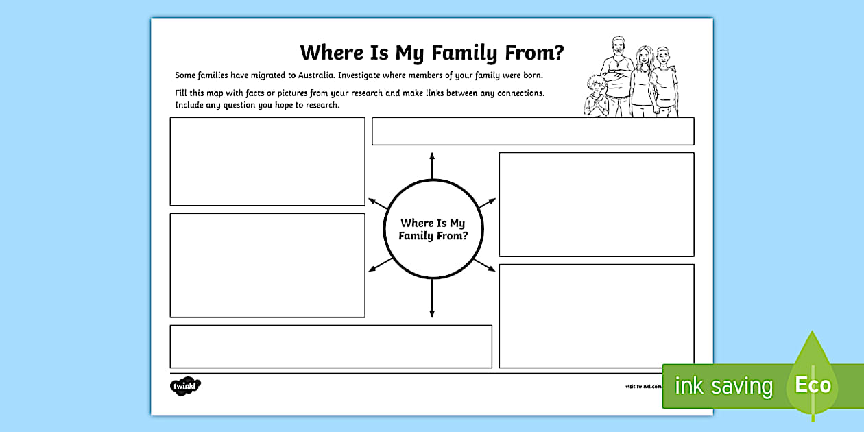 Where Is My Family From? Worksheet - Twinkl