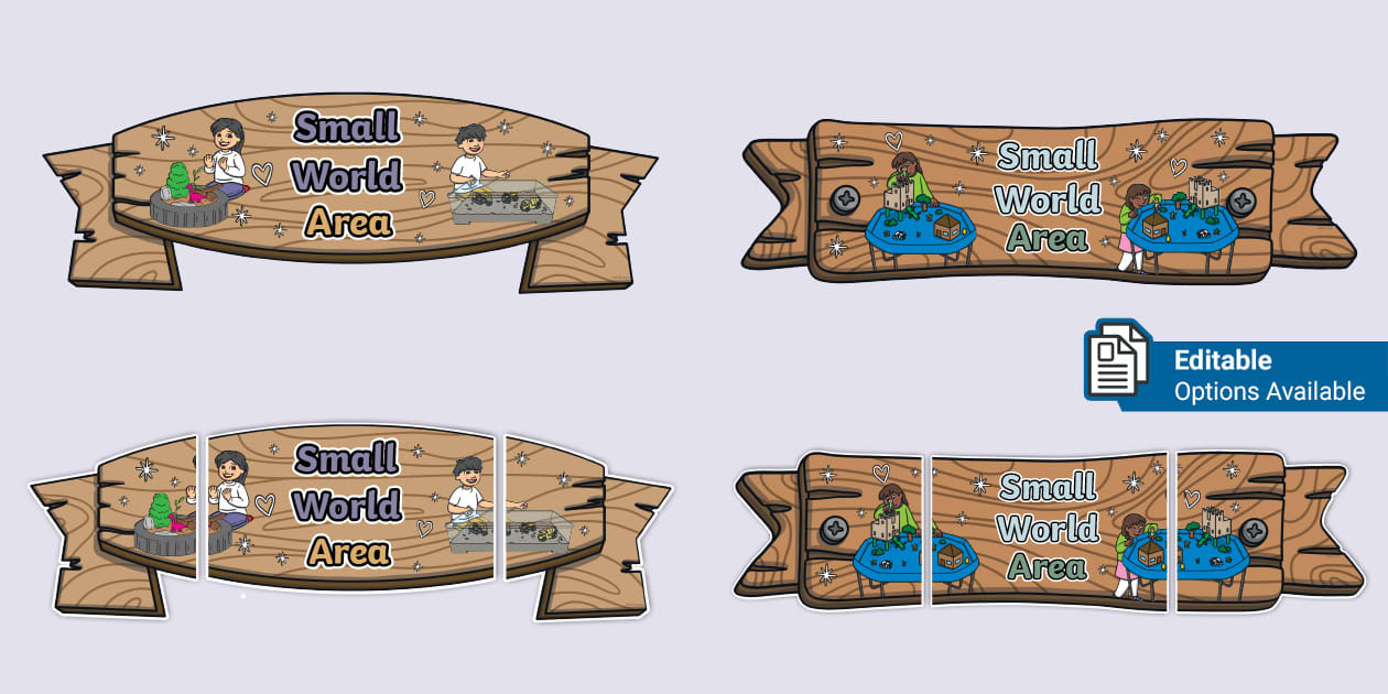 Small World Area Display Banner - Natural Wood Theme