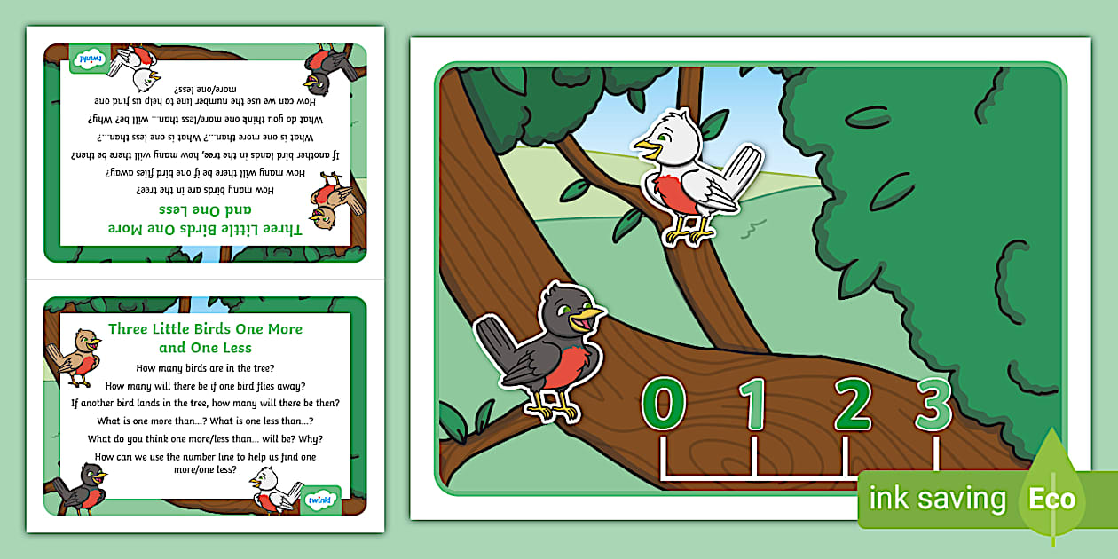 👉 Three Little Birds One More and One Less to Three Activity