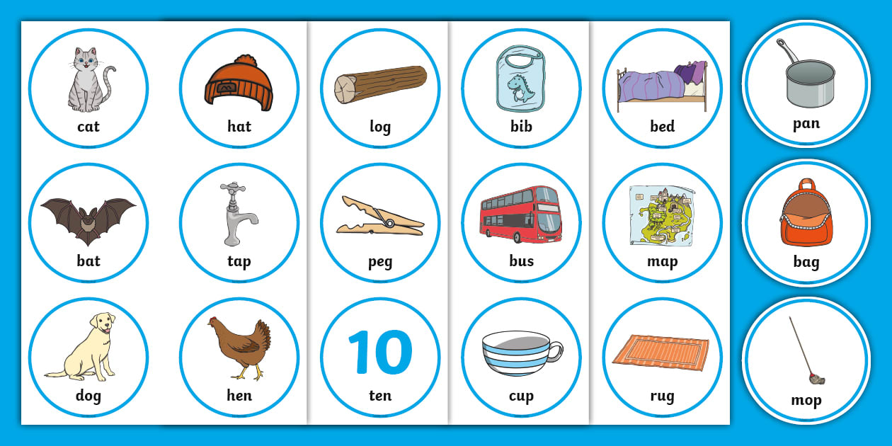 Circular CVC Word Card Discs | Twinkl (teacher made)