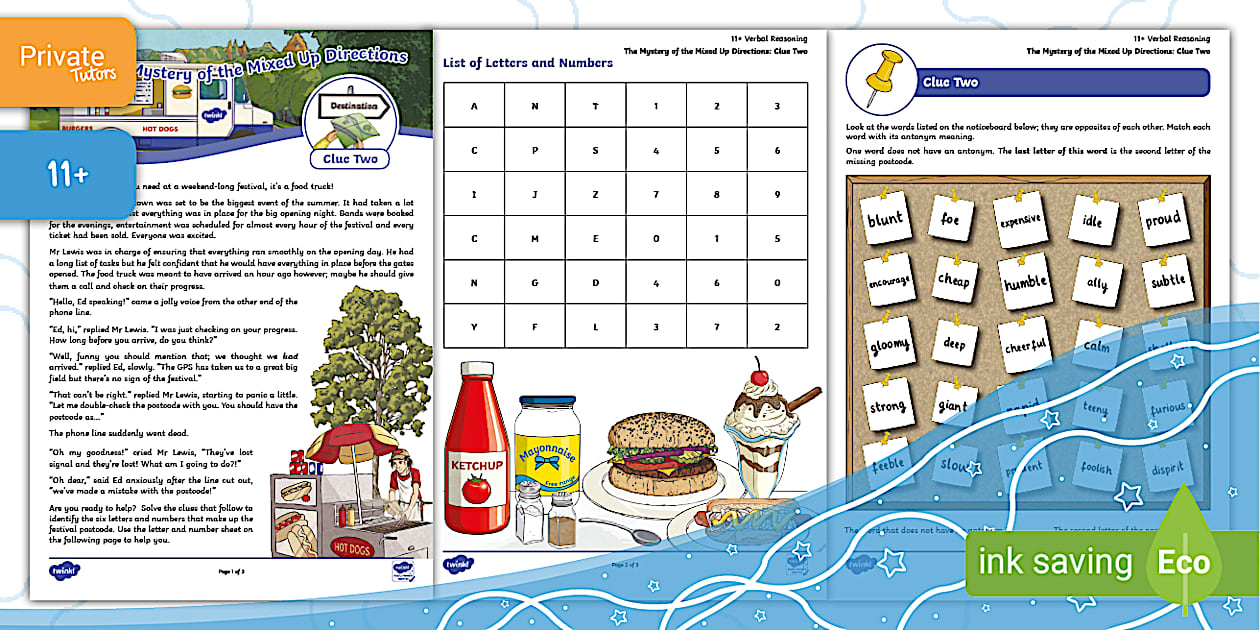 11+ Verbal Reasoning Summer Mystery Challenge Clue Two