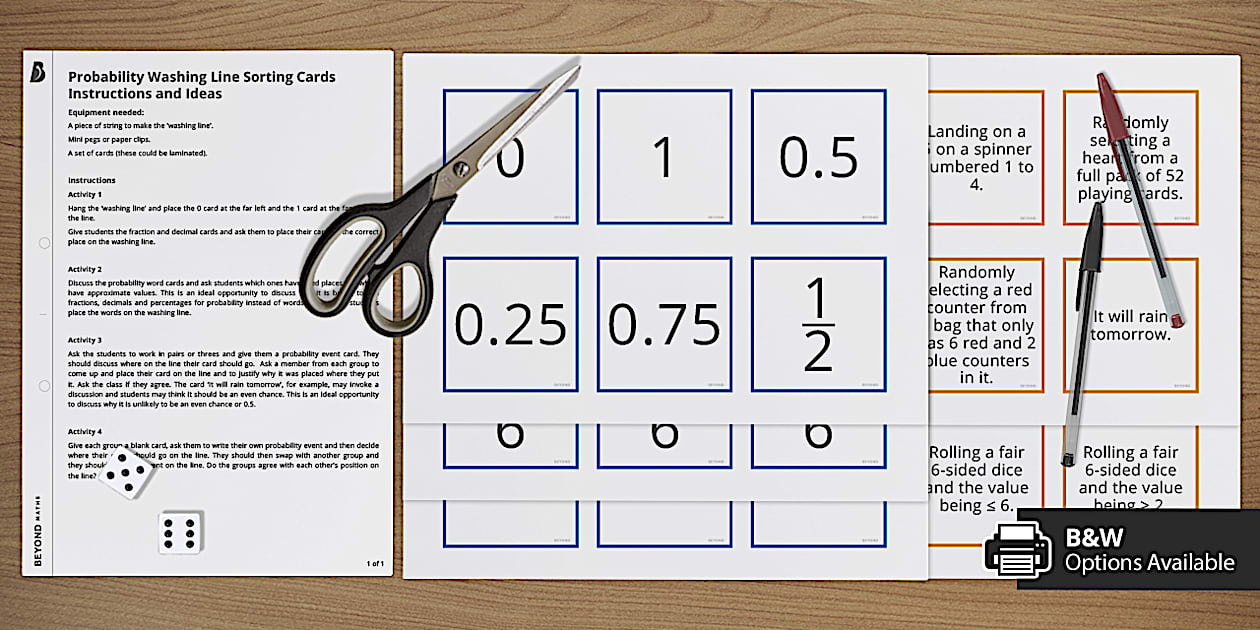 👉 Probability Washing Line Sorting Cards - Twinkl