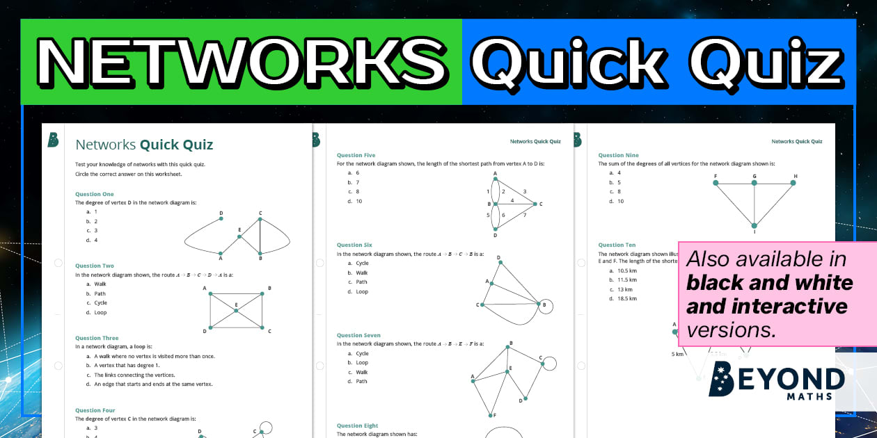 Networks Quick Quiz - Year 10 Maths Activity