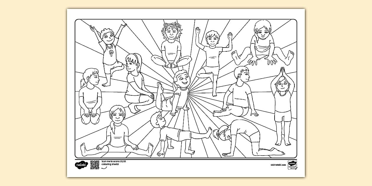 Yoga Colouring Montage Page (teacher made) - Twinkl