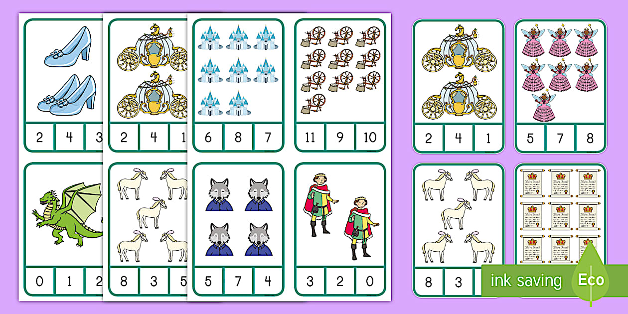 Fairy Tale Number Recognition Clip Cards (teacher made)