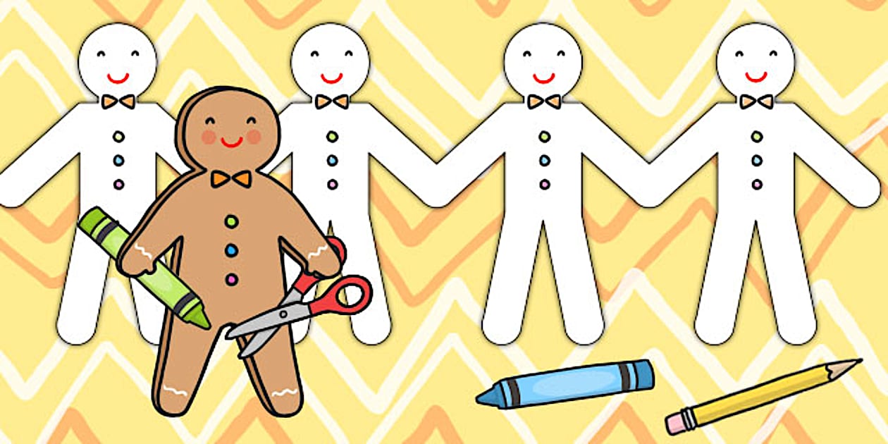 Paper Chain Gingerbread Man Template (teacher made) - Twinkl