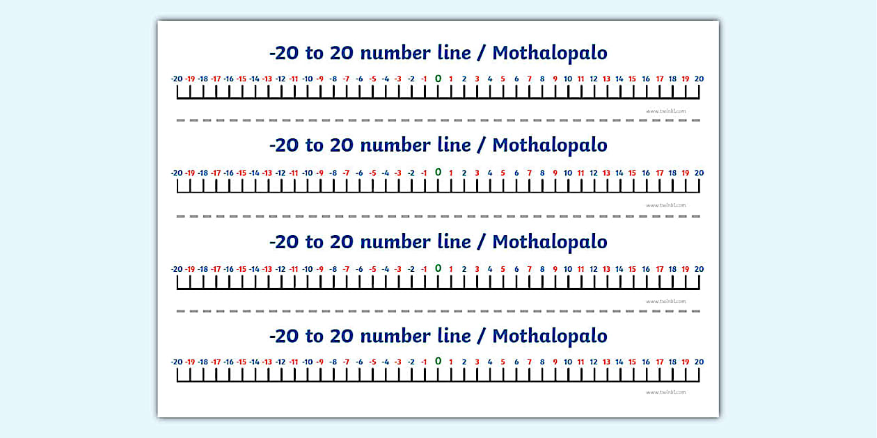 Number Line -20 to 20 Sepedi (teacher made) - Twinkl