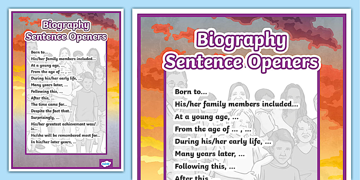 Biography Sentence Openers Display Poster (teacher made)