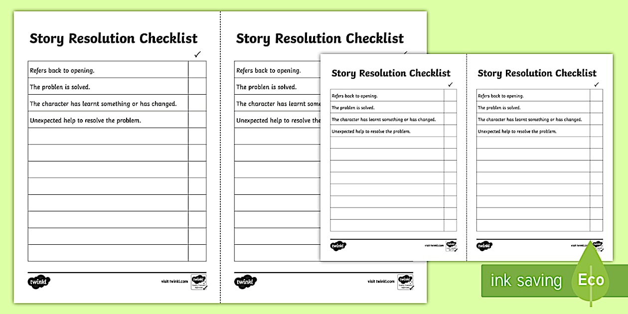 Editable Story Resolution Checklist - Twinkl