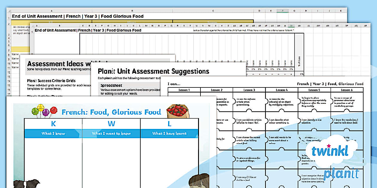 French: Food, Glorious Food! Year 3 Unit Assessment Pack