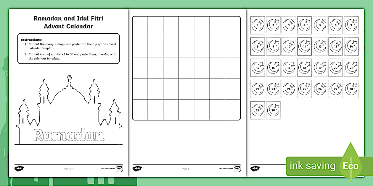 Ramadan and Idul Fitri Advent Calendar Craft Activity