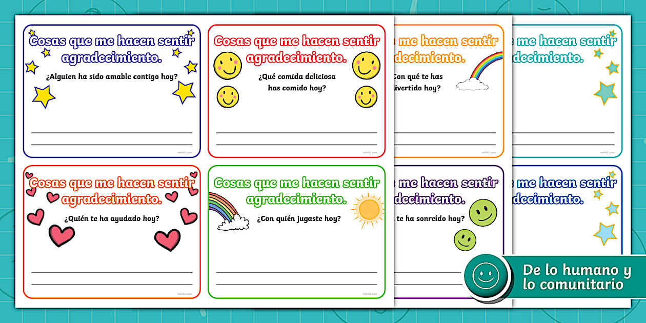 Gratitud - tarjetas (teacher made) - Twinkl