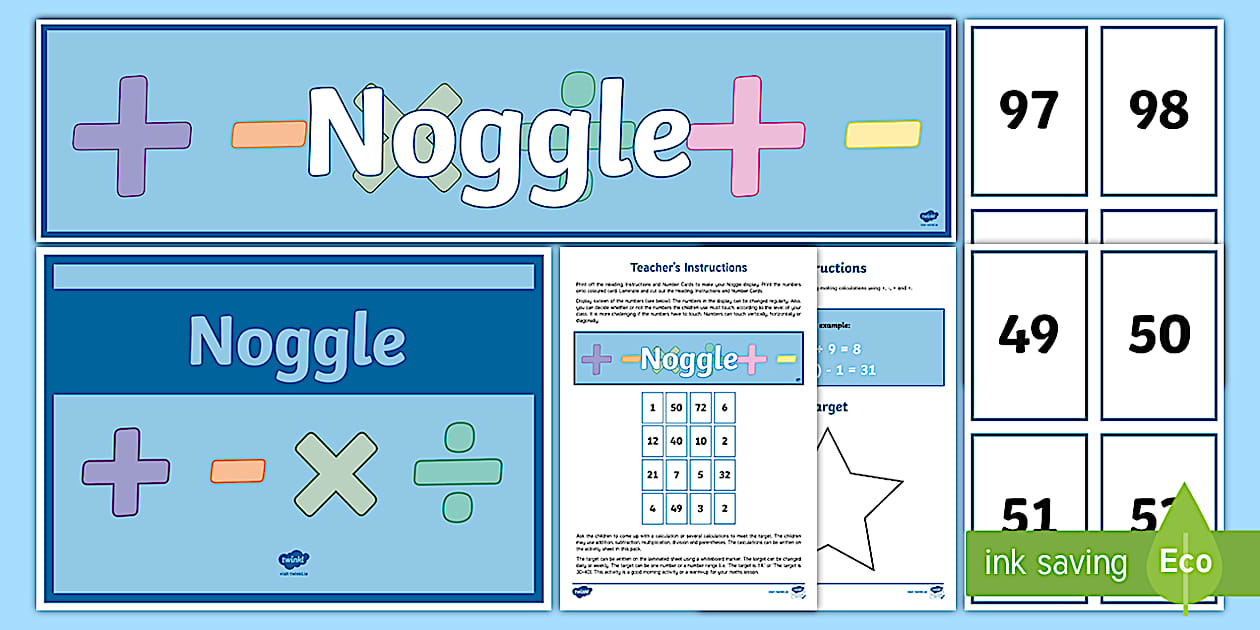 'Noggle' Maths Instructions and Display Pack - Twinkl
