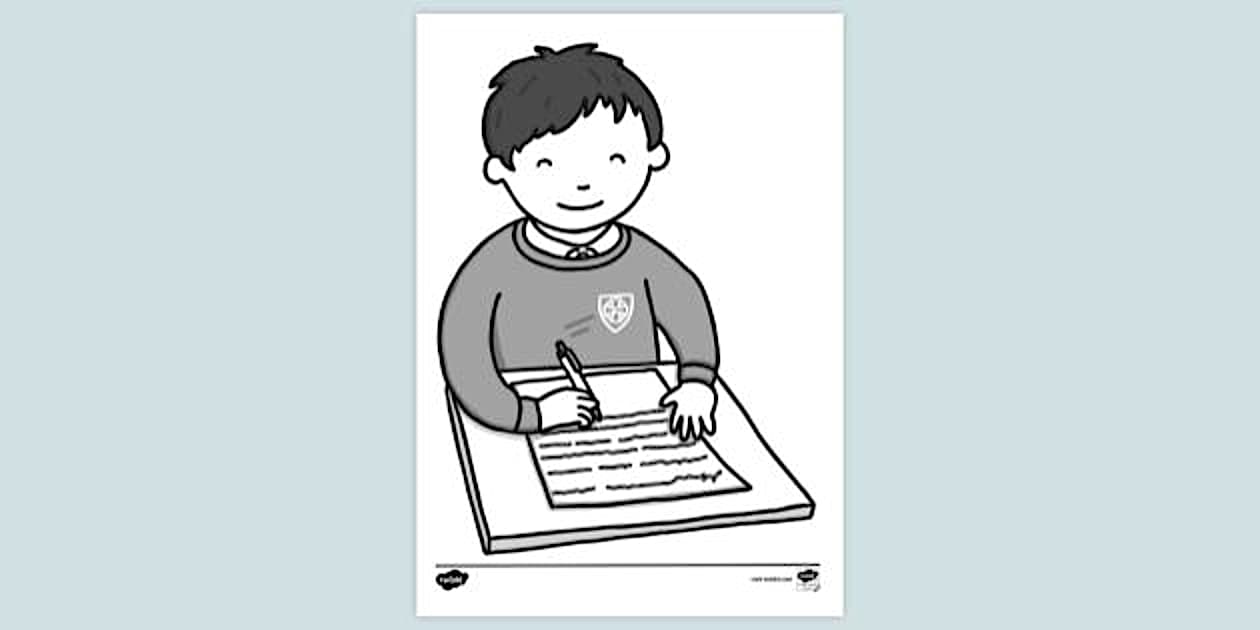 Student Writing Colouring | Colouring Sheet - Twinkl