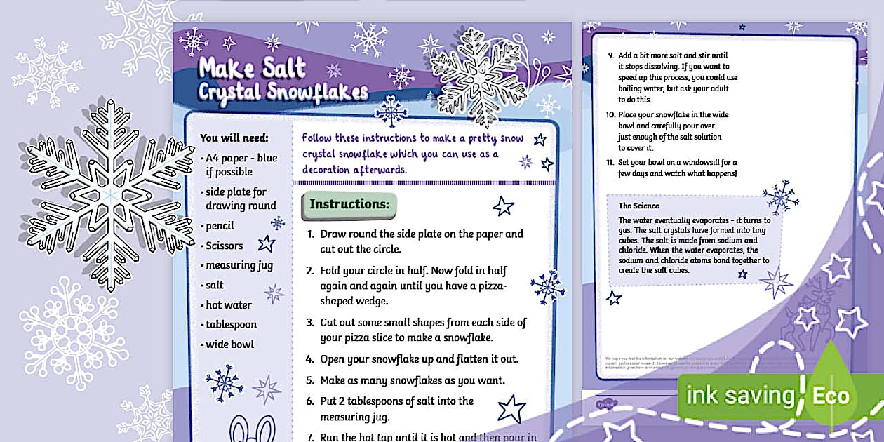 Make Salt Crystal Snowflakes (Ages 5 - 7) (teacher made)