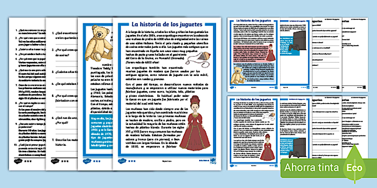 Comprensión lectora por niveles: La historia de los juguetes