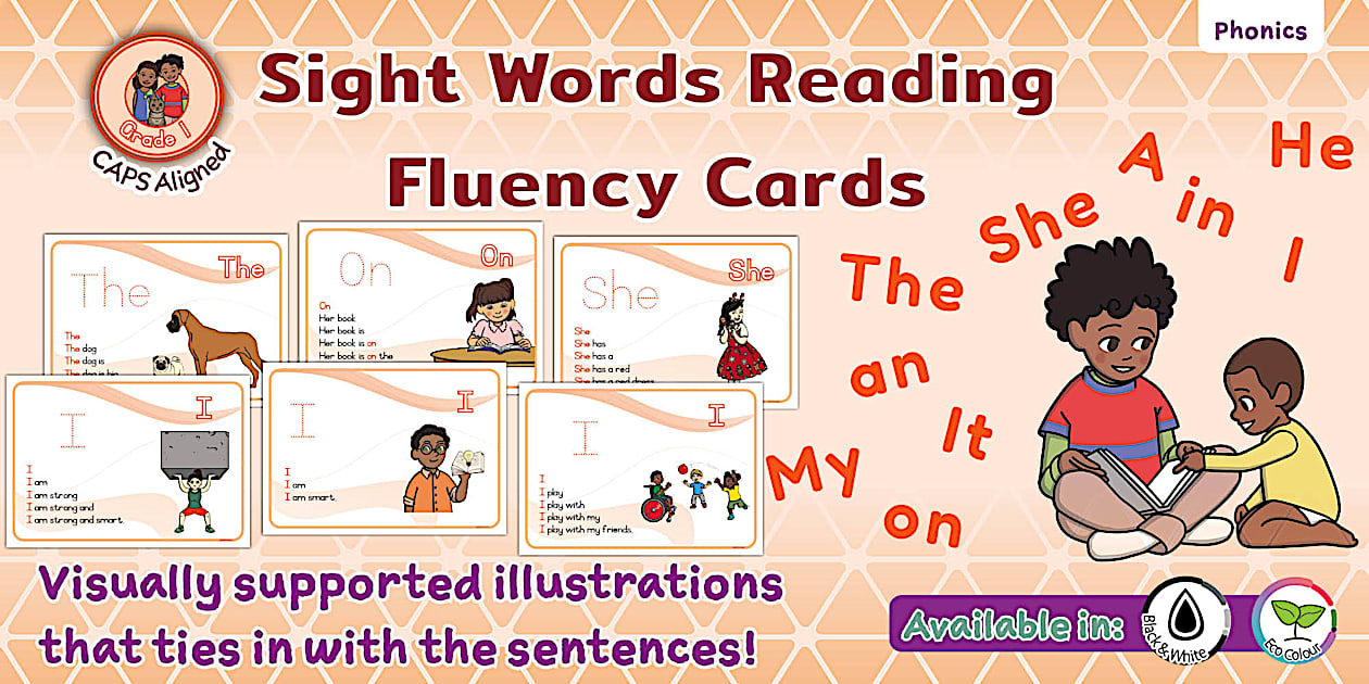 Gr 1 Phonics - Sight Words Reading Fluency Cards (CAPS)