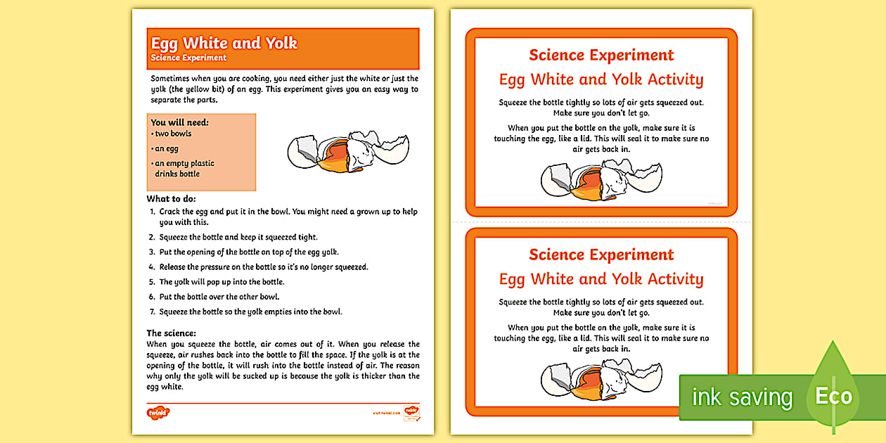 KS1 Egg White and Yolk Science Experiment and Prompt Card