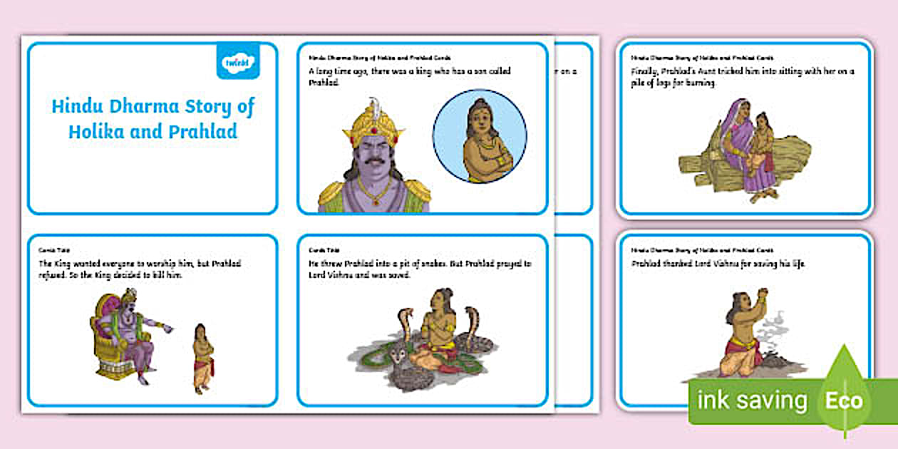 Hinduism Story of Holika and Prahlad Cards - Twinkl