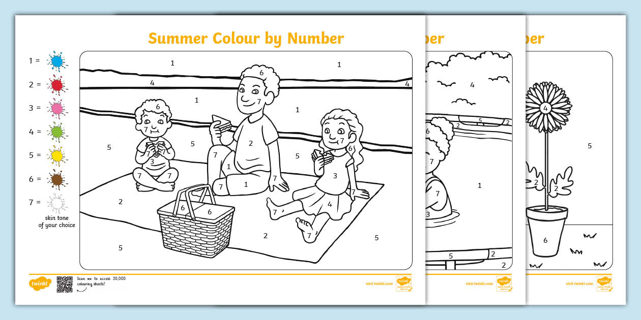 👉 EYFS Summer Colour by Number Activity (teacher made)