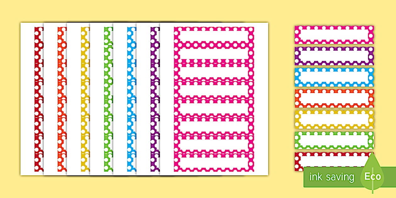 Editable Multicolored Polka Dot Classroom Labels - Twinkl