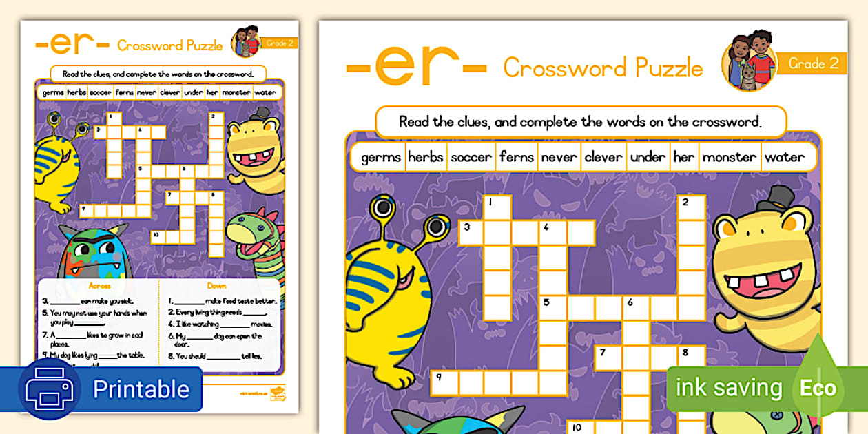 Grade 2 Phonics Crossword Puzzle er - Twinkl