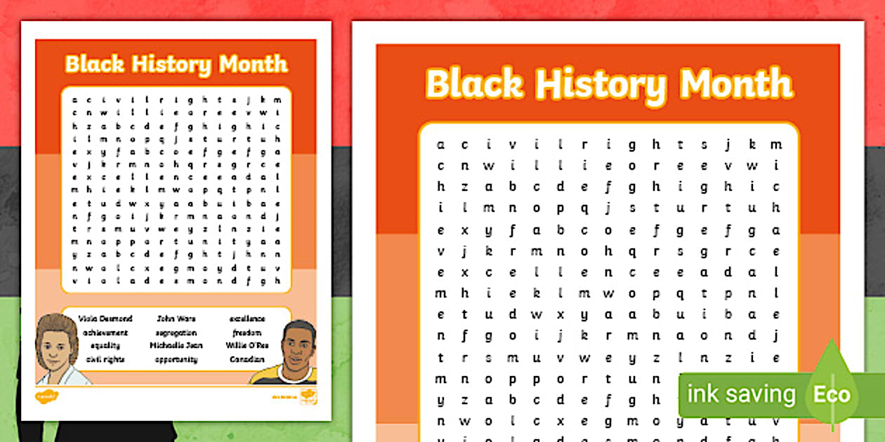 Black History Month Word Search - Intermediate or Higher
