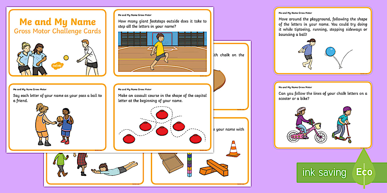 Early Level Me and My Name Gross Motor Skills Challenge Cards