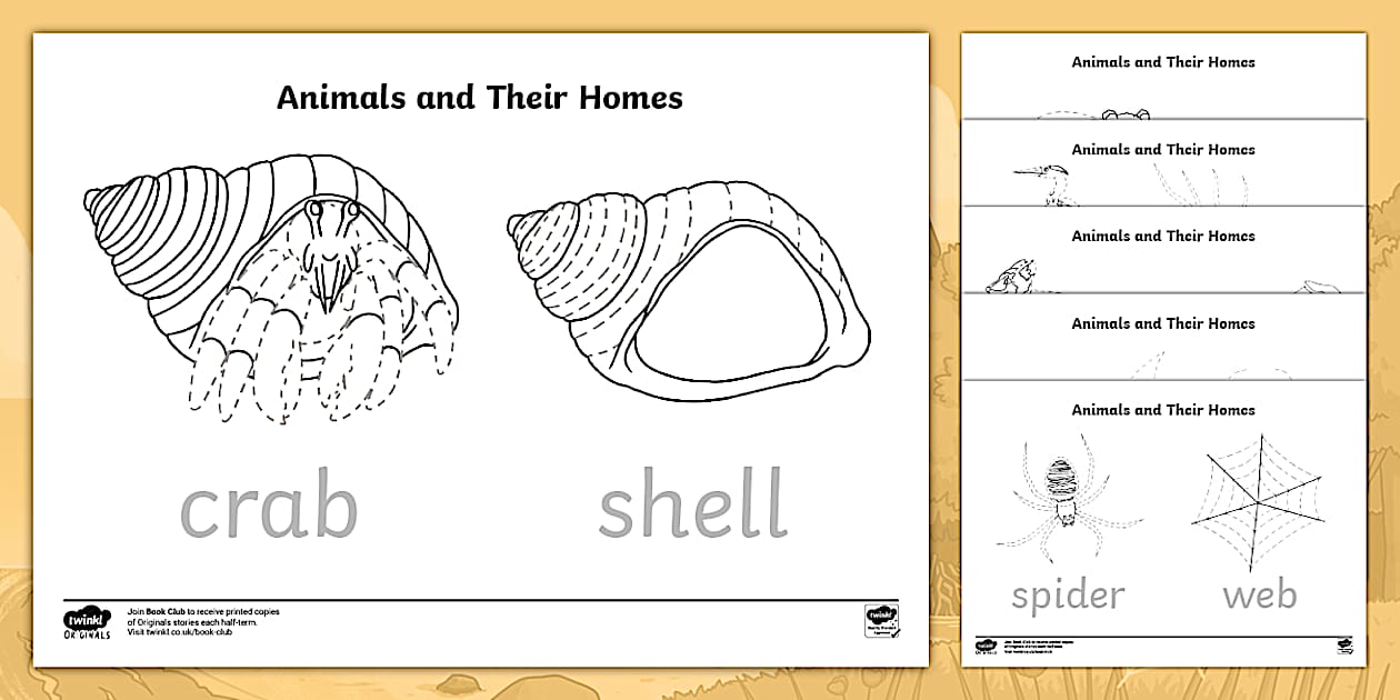 Animals and Their Homes Handwriting Pencil Control Sheets