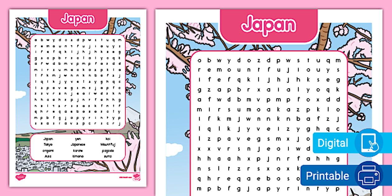 Japan Word Search (teacher made) - Twinkl