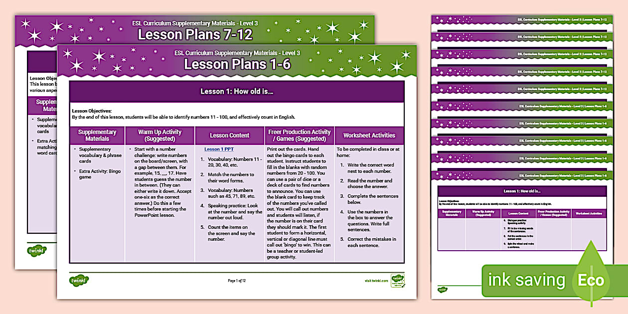 ESL Curriculum: Level 3 Lesson Plans - Twinkl