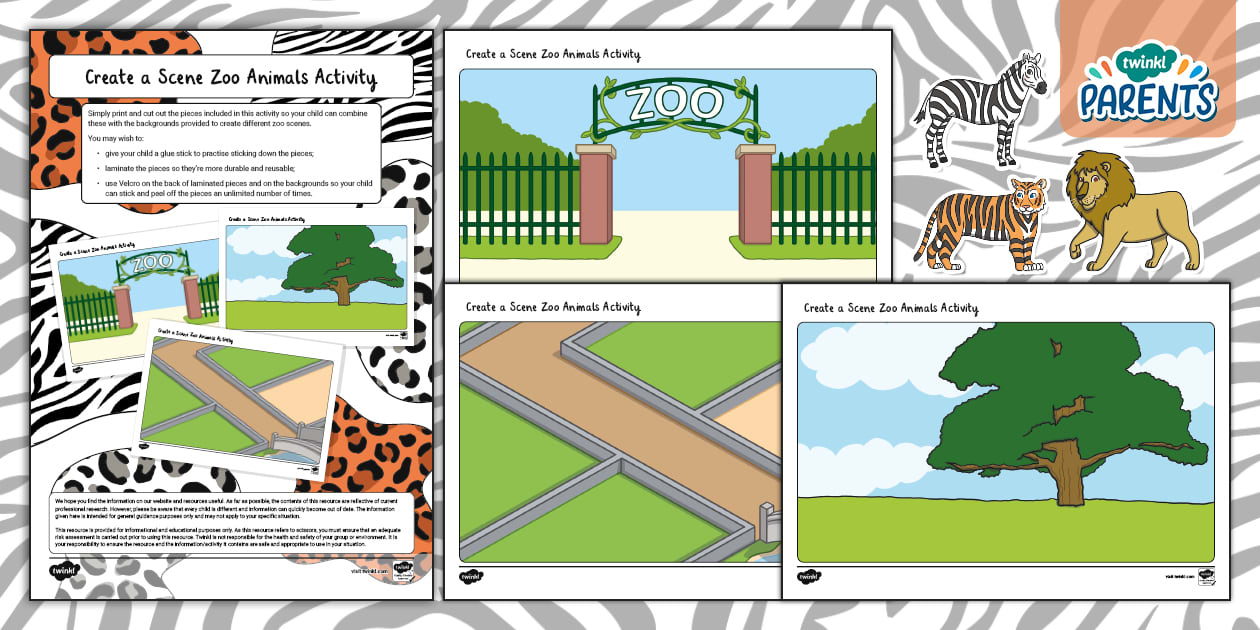 Create a Scene Zoo Animals Activity