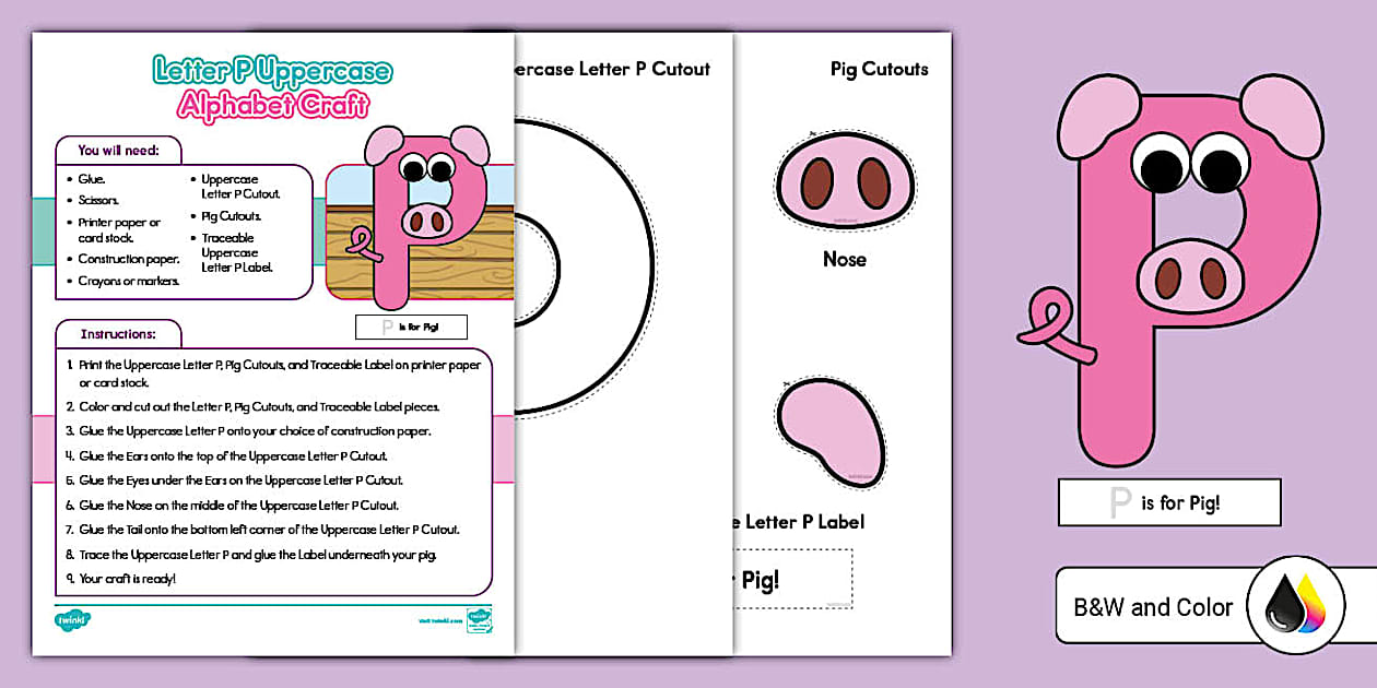 Letter 'P' Craft Animal-Themed Alphabet | Twinkl
