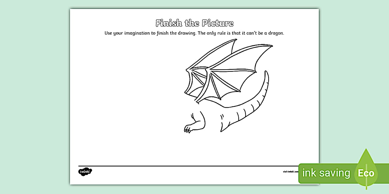 Dragon Finish the Picture Activity (teacher made) - Twinkl
