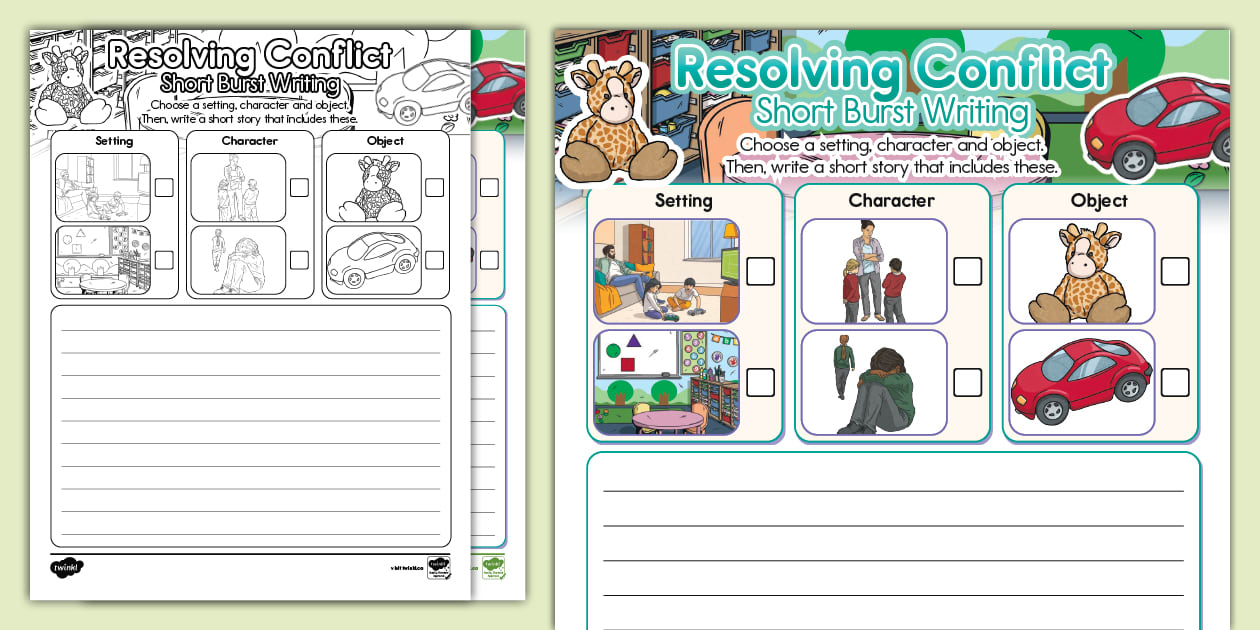Resolving Conflict Short Burst Writing Template - Twinkl