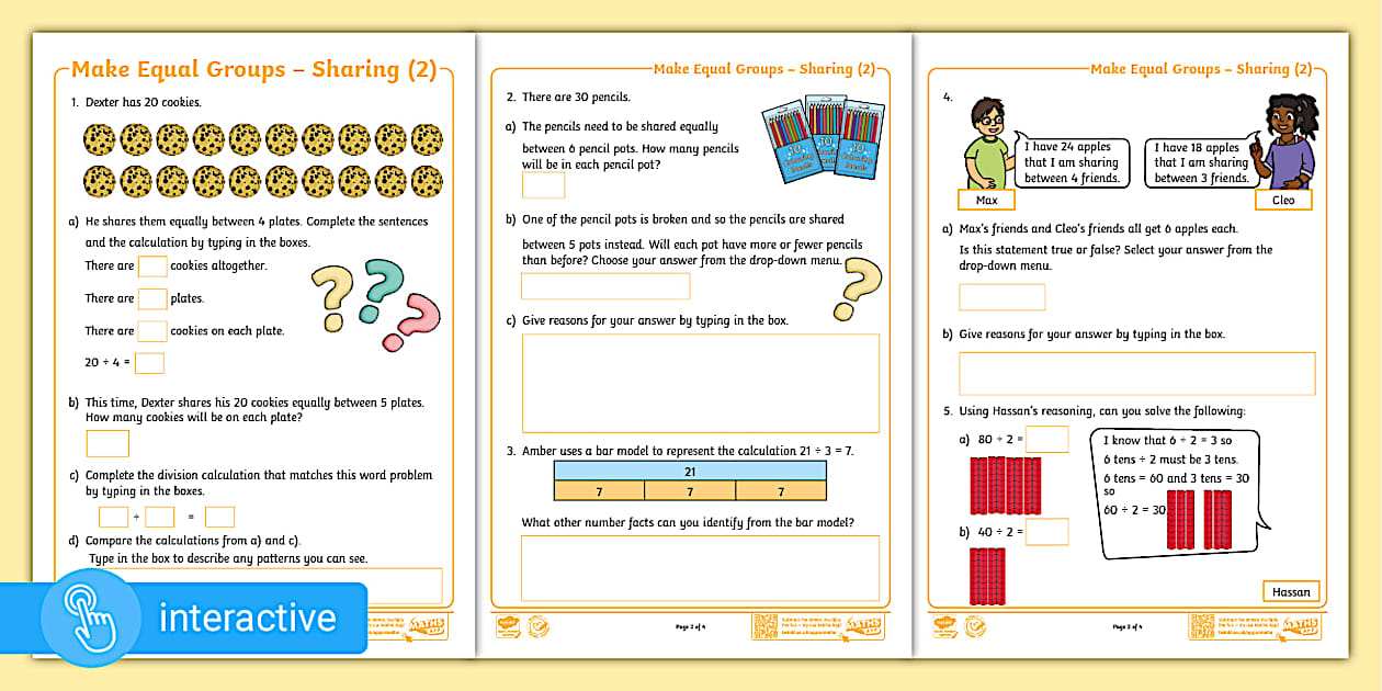 👉 Interactive PDF Y2 White Rose Maths: Division - Sharing (2)