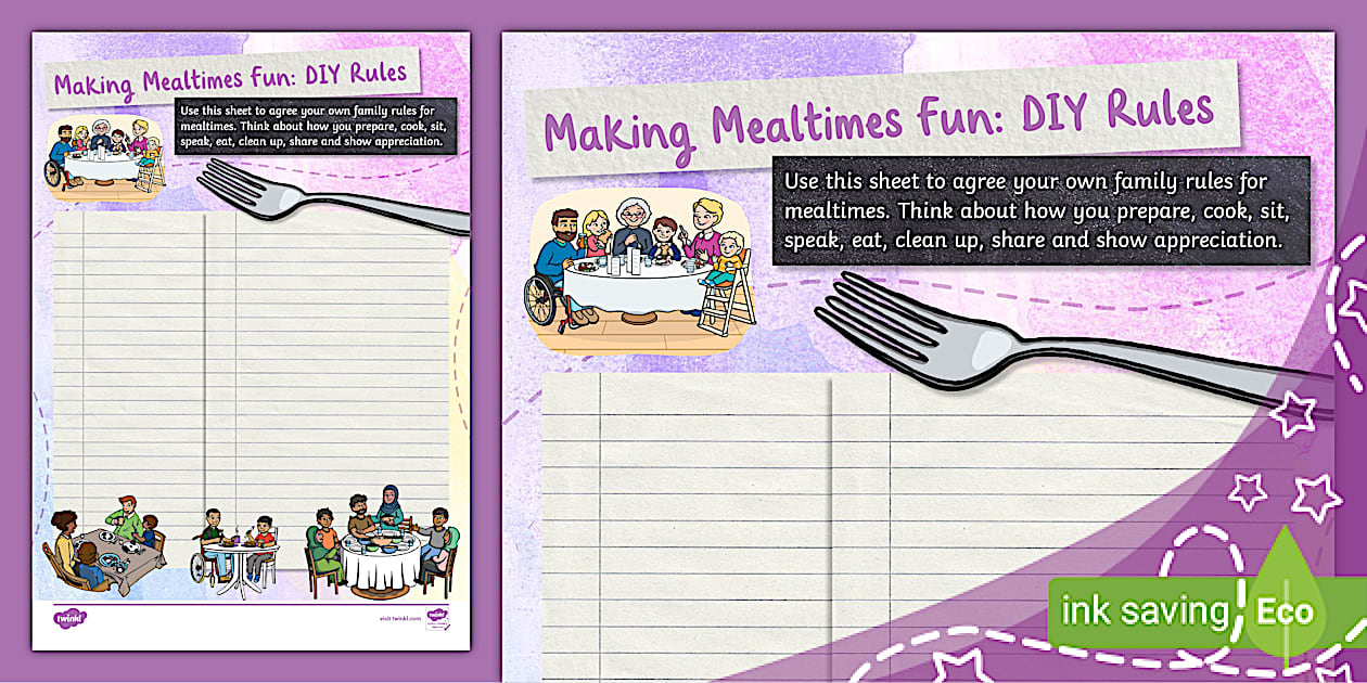 Making Mealtimes Fun: DIY Rules (Teacher-Made) - Twinkl