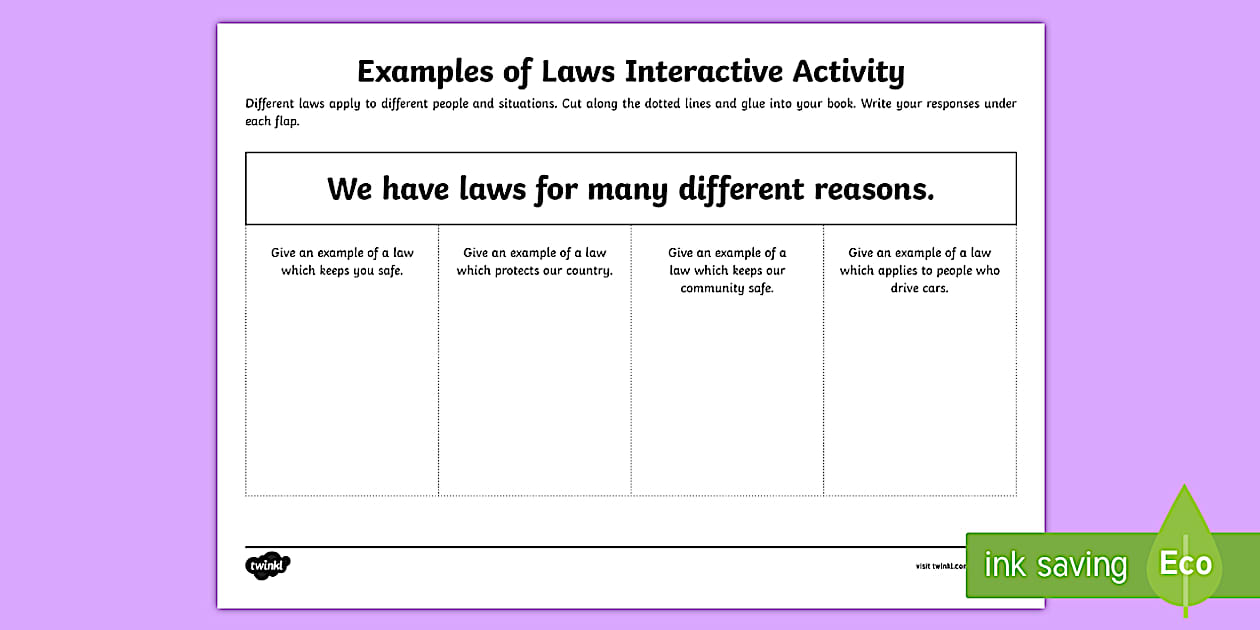 Examples of Laws Interactive Activity (teacher made)
