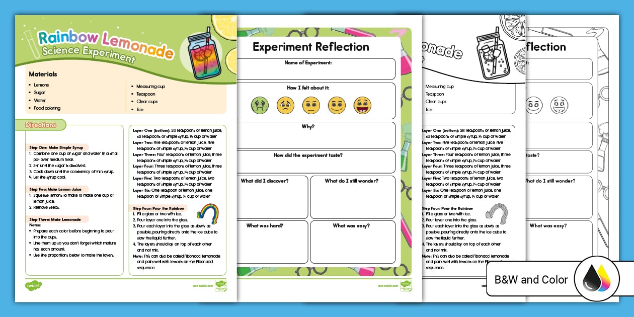 Edible Rainbow Lemonade Science Experiment for Kids - Twinkl