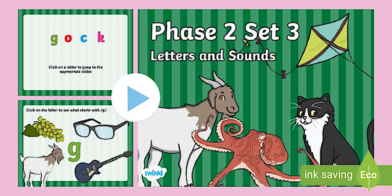 Phase 2 Set 3 PowerPoint Letters and Sounds - Twinkl