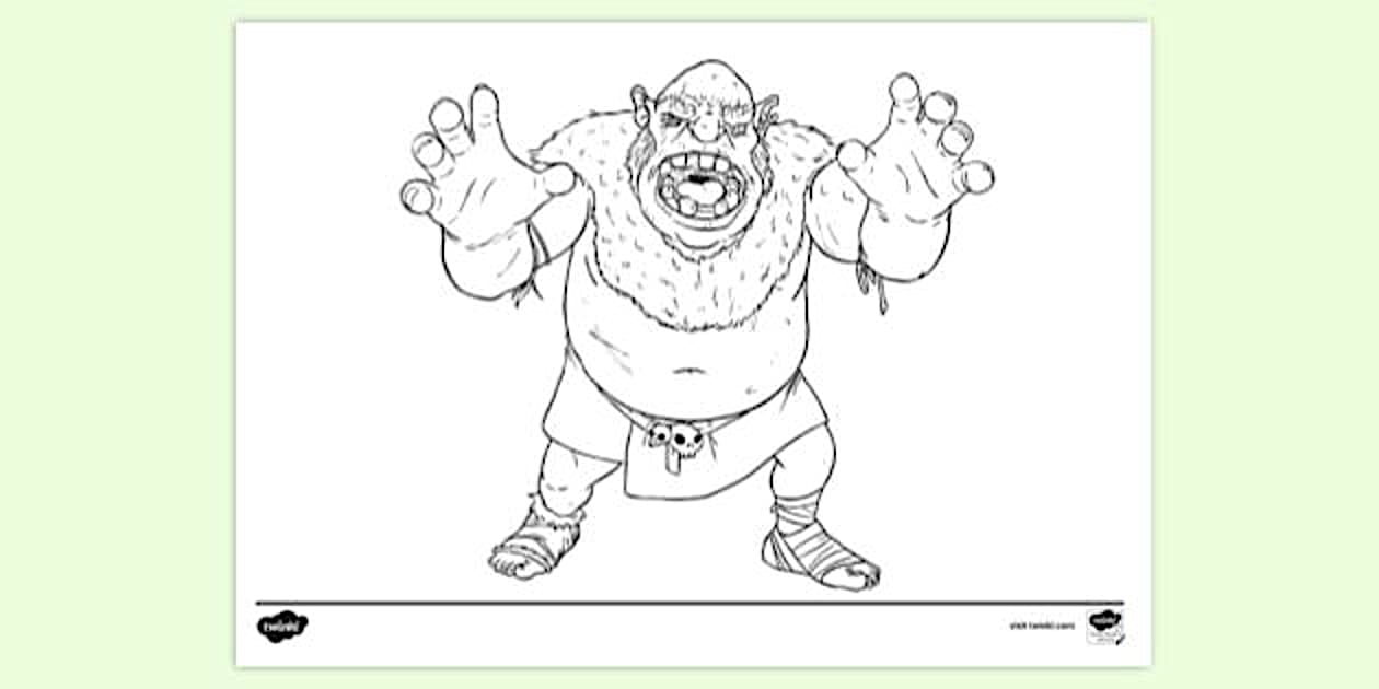 Ogre Colouring Sheet (teacher made) - Twinkl