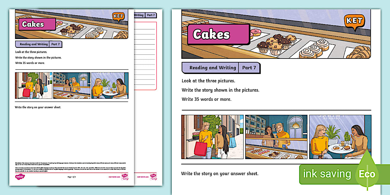 A2 Key (KET) - Reading and Writing Part 7 - (Cakes) - Twinkl