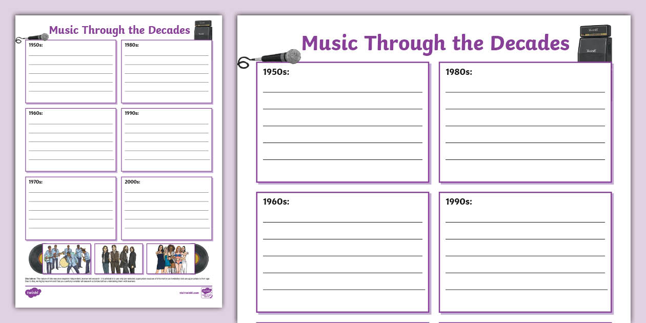 👉 Music Through the Decades Fact File Template - Twinkl