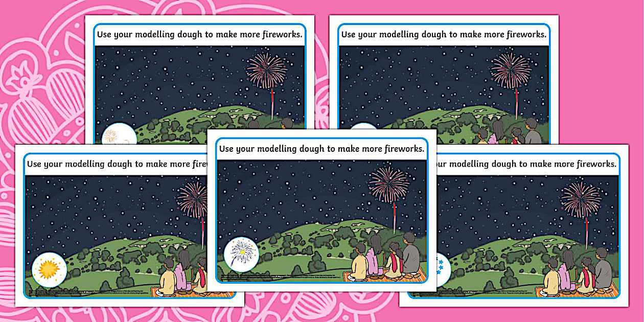 Diwali Firework Modelling Dough Mats (Teacher-Made) - Twinkl
