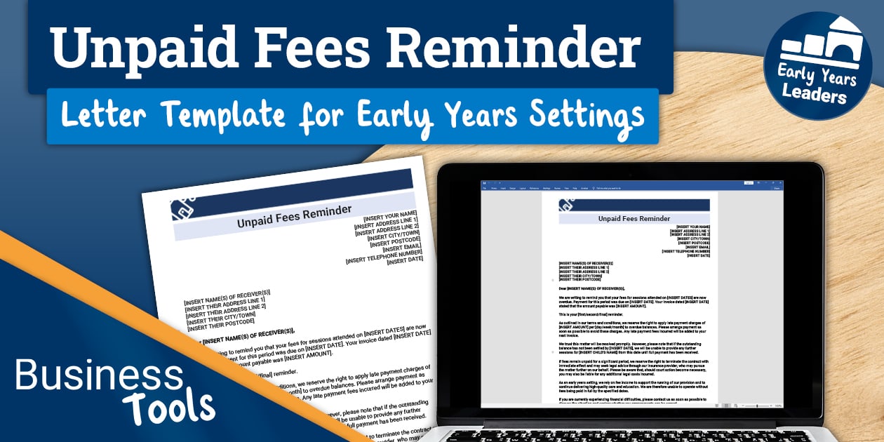 Unpaid Fees Reminder Letter Template | Early Years Settings