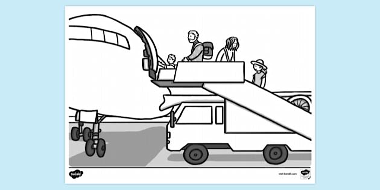 Boarding Plane Colouring Sheet | Twinkl Resources - Twinkl
