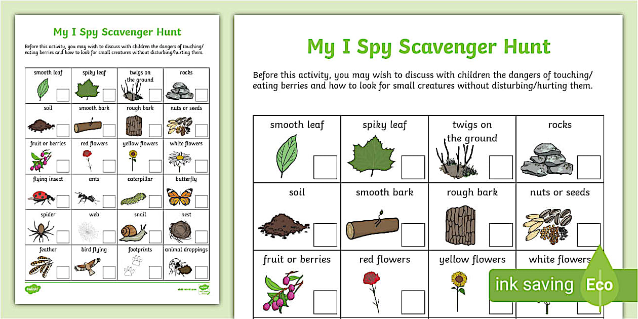 Outdoor Scavenger Hunt For Kids | I Spy Activity - Twinkl