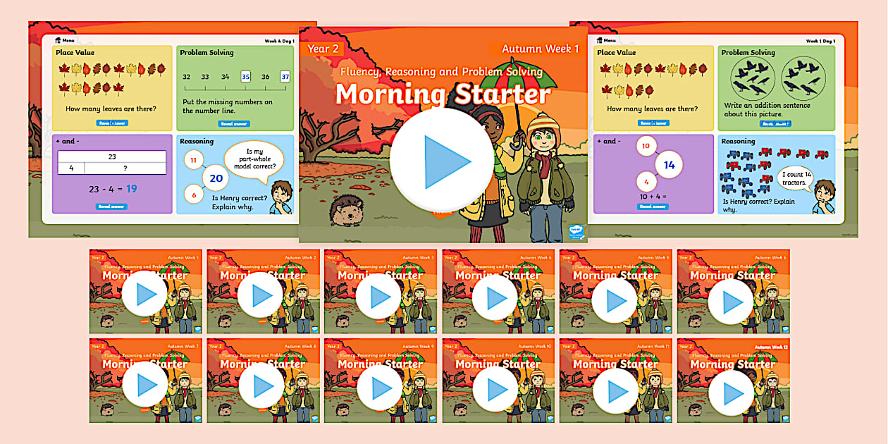👉 Year 2 Maths Autumn Morning Starter Bumper Pack - Twinkl