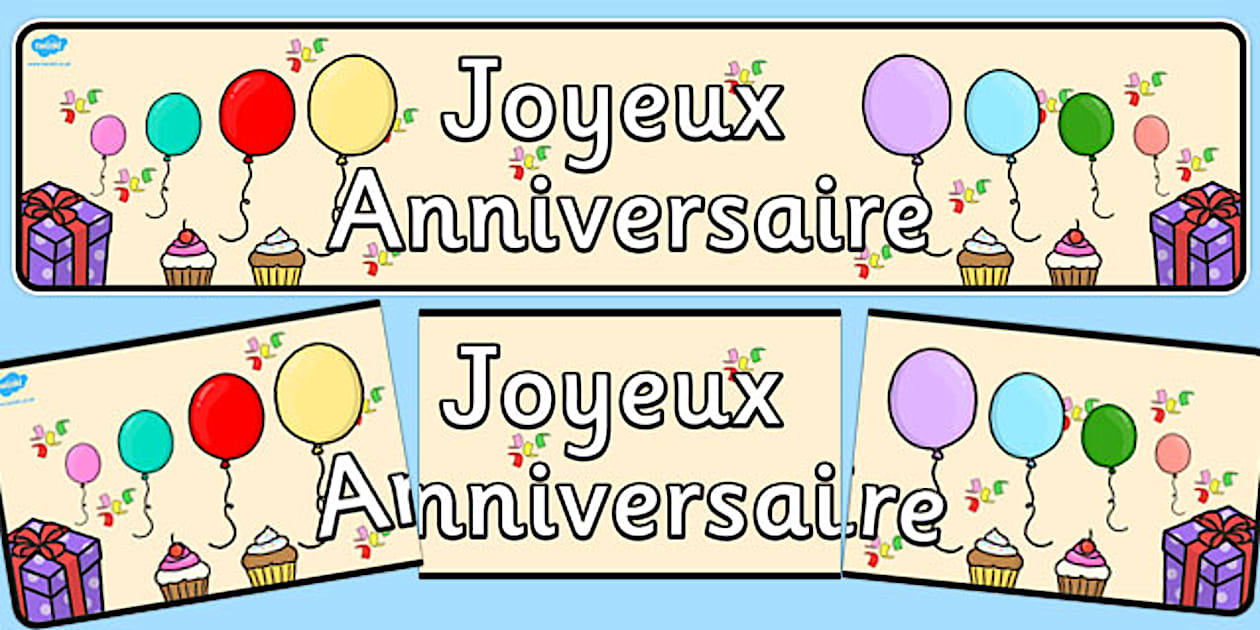 Cursive French Happy Birthday Display Banner (teacher made)